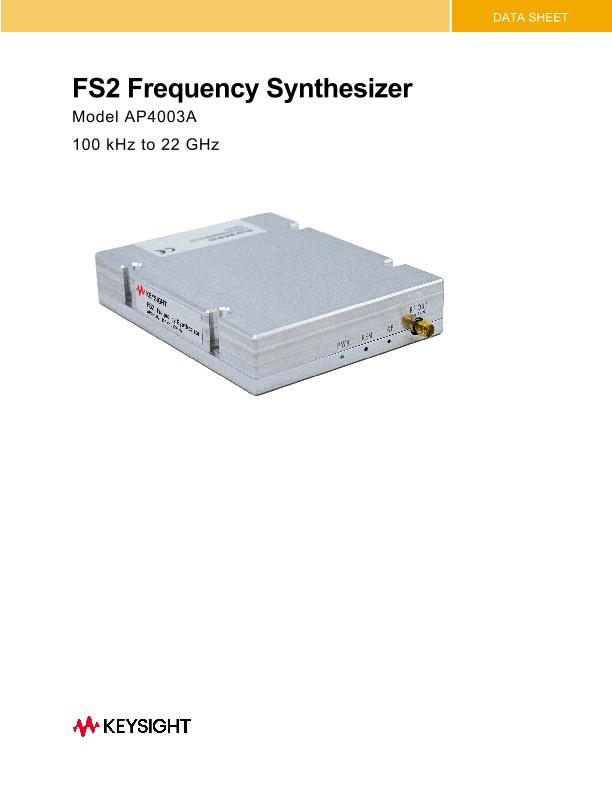 FS2 Frequency Synthesizer PDF Asset Page | Keysight